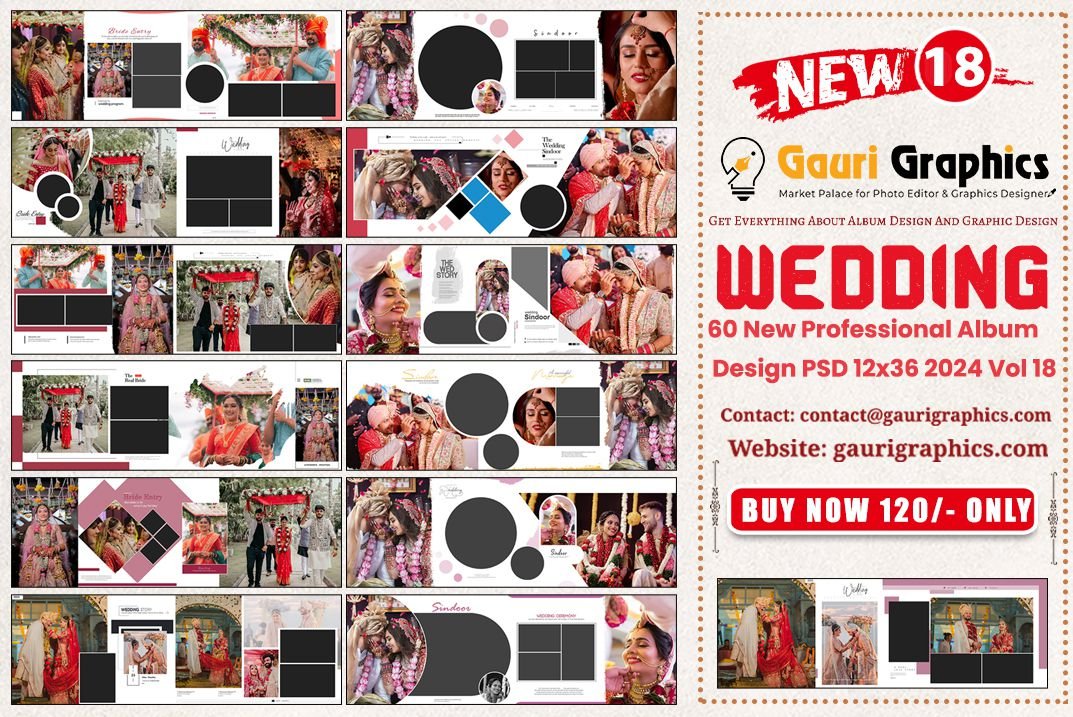 New Professional Album Design PSD 12×36 2024 Vol 18 - WeddingAlbumPsd