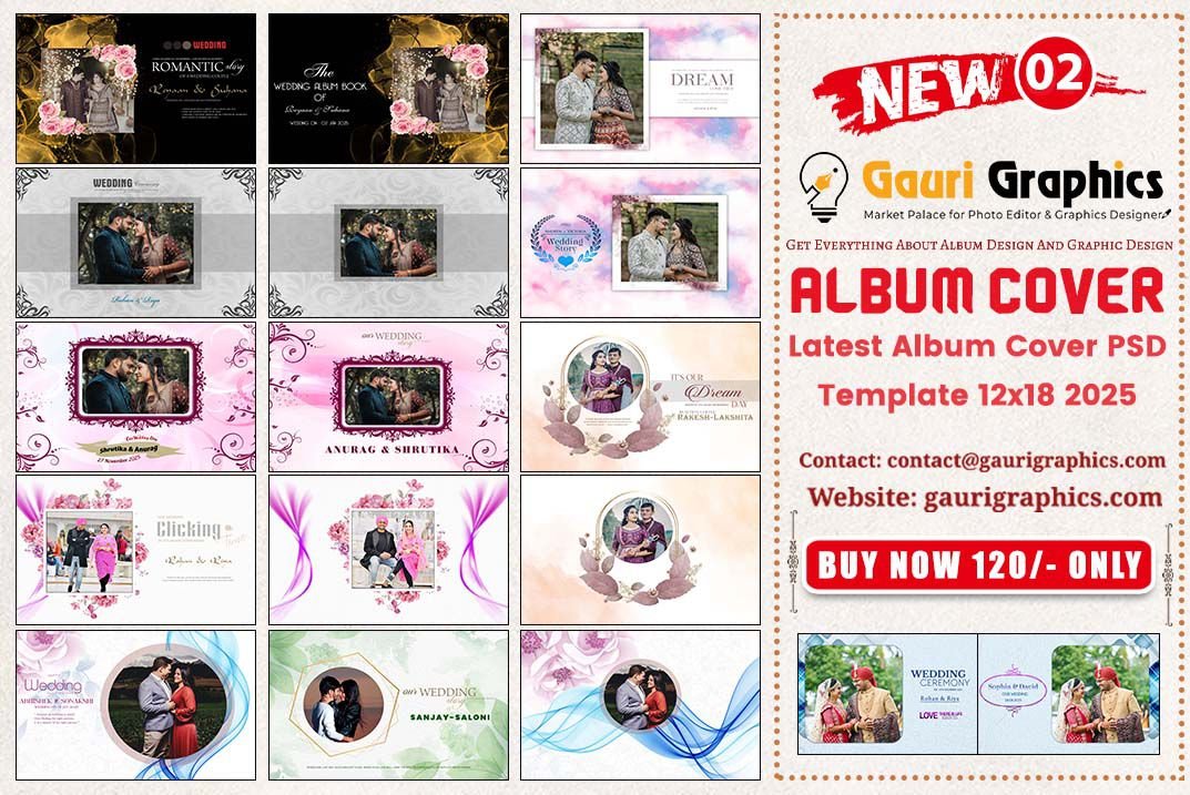 50 Latest Album Cover Design Psd Template 12×18 Vol 02 - WeddingAlbumPsd